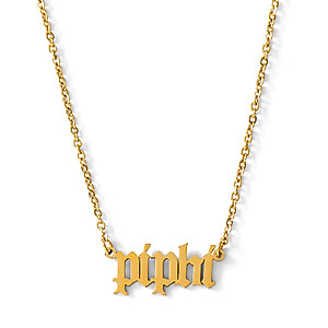 Sorority Shop Pi Beta Phi Necklace — PBP Old English Font Design, 18K Gold Plated, Pi Beta Phi Gifts for Women