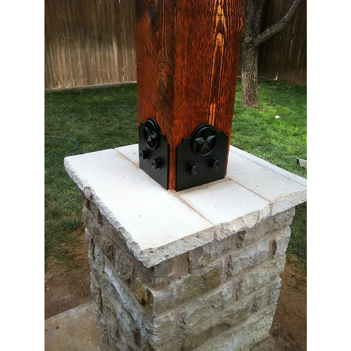 Ozco Building Products 56609 Laredo Sunset 8x8 Post Base Kit, (1 per Pack), Black