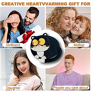 Kivdes Microwave Heating Pads for Cramps/Period/Back/Abdomen Pain Relief,11in*8in Microwavable Weighted Moist Stuffed Cute Stuffed Animal Heating Pad Washable Removable Lavender Scented Black Cat