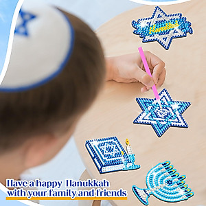 Chapou 24 Pcs Hanukkah Hexagon Diamond Painting Kits for Refrigerator Stickers, Diamond Painting Magnets Refrigerator Diamond Art Craft for Adults Home Decoration