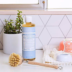 Dr. Bronner's - Pure-Castile Liquid Soap (Baby Unscented, 16 ounce, 2-Pack) - Made with Organic Oils, 18-in-1 Uses: Face, Hair, Laundry and Dishes, For Sensitive Skin and Babies, No Added Fragrance