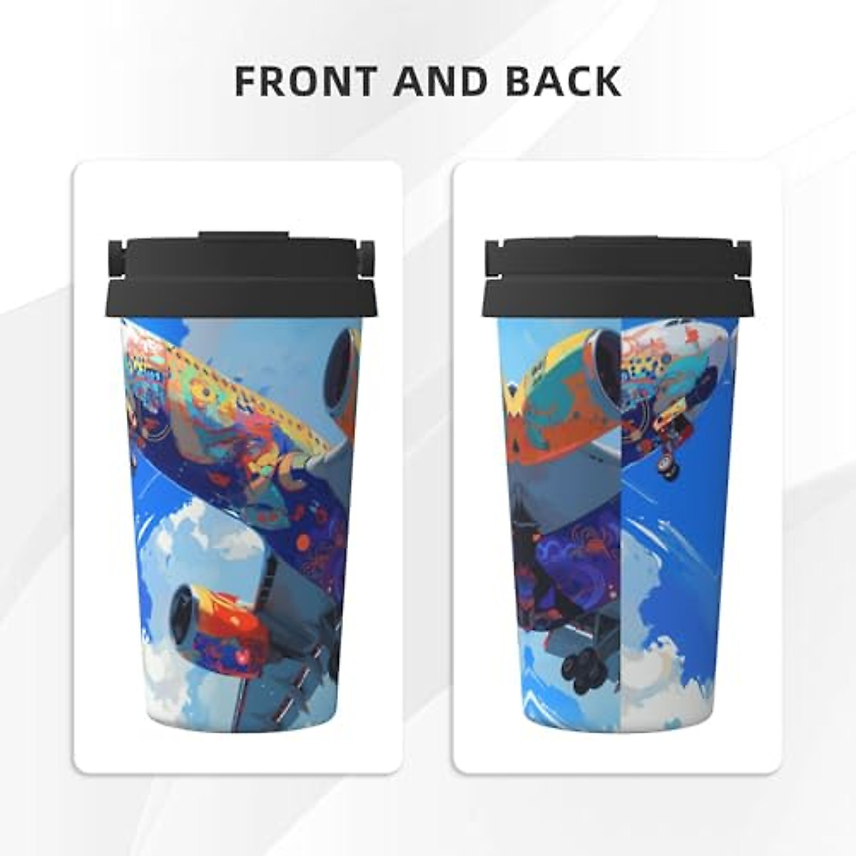 WANGXUEE Airplane Art Print 500ml Stainless Steel Travel Tumbler Double Wall Vacuum Insulated Coffee Mug