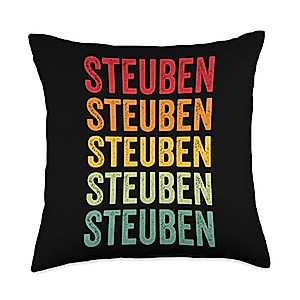 Steuben County, Indiana City Steuben County, Indiana, Rainbow Text Design Throw Pillow, 18x18, Multicolor