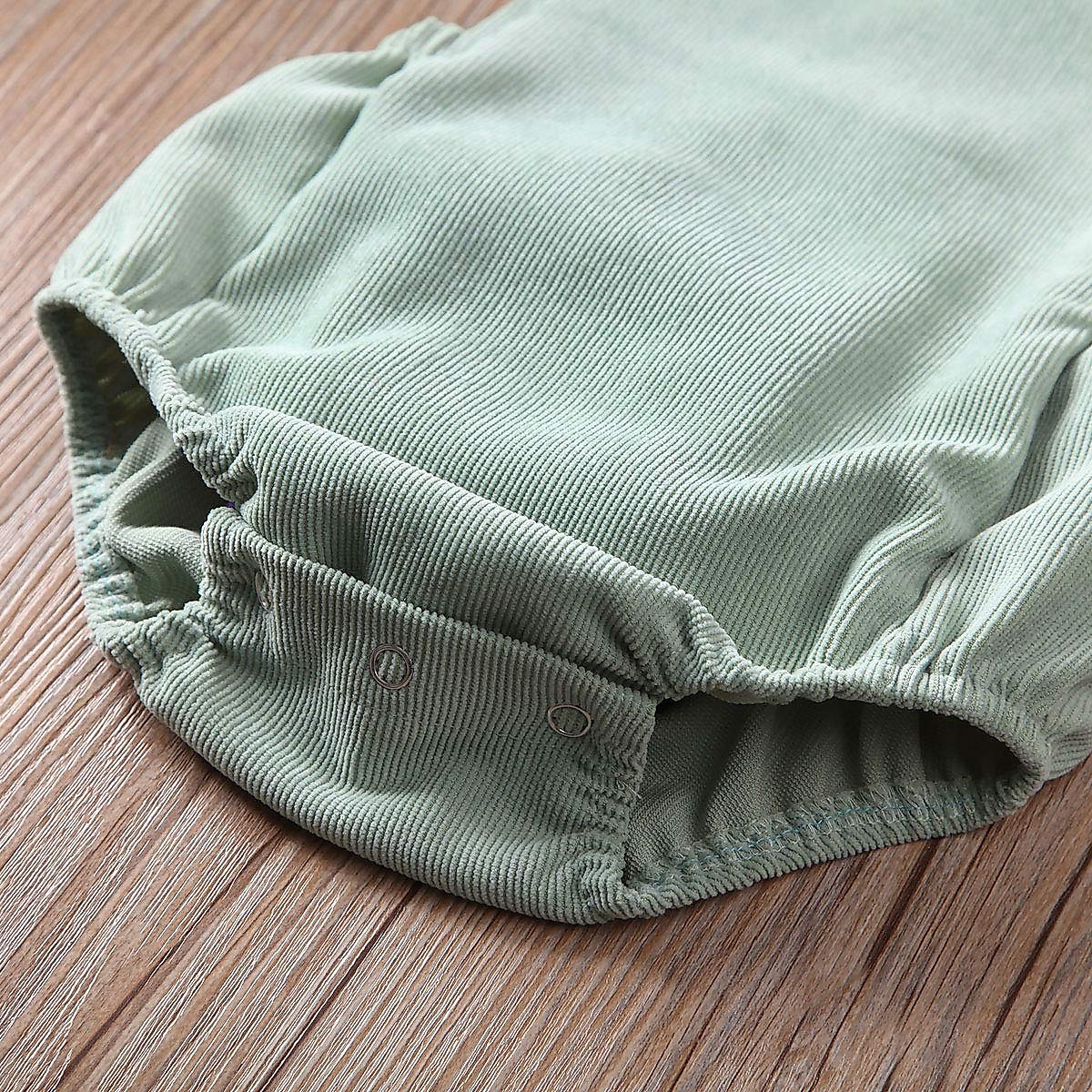 TSEXIEFOOFU Newborn Baby Boy Girl Cotton Line Sleeveless Straps Bodysuit Romper Jumpsuit Outfits Long Sleeve Clothes (Corduroy-Green, 0-3 Months)