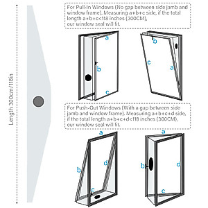BEWAVE Portable AC Window Seal, Universal Window Seal for Portable Air Conditioner, Window Vent Kit with Shrink Rope and Adhesive Fastener for Casement Window, 118Inch/300CM