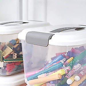YYQX 5.5 Quart Clear Storage Latch Bins with Lids, Plastic Home Storage Organizing Box with Handle, 6-Pack