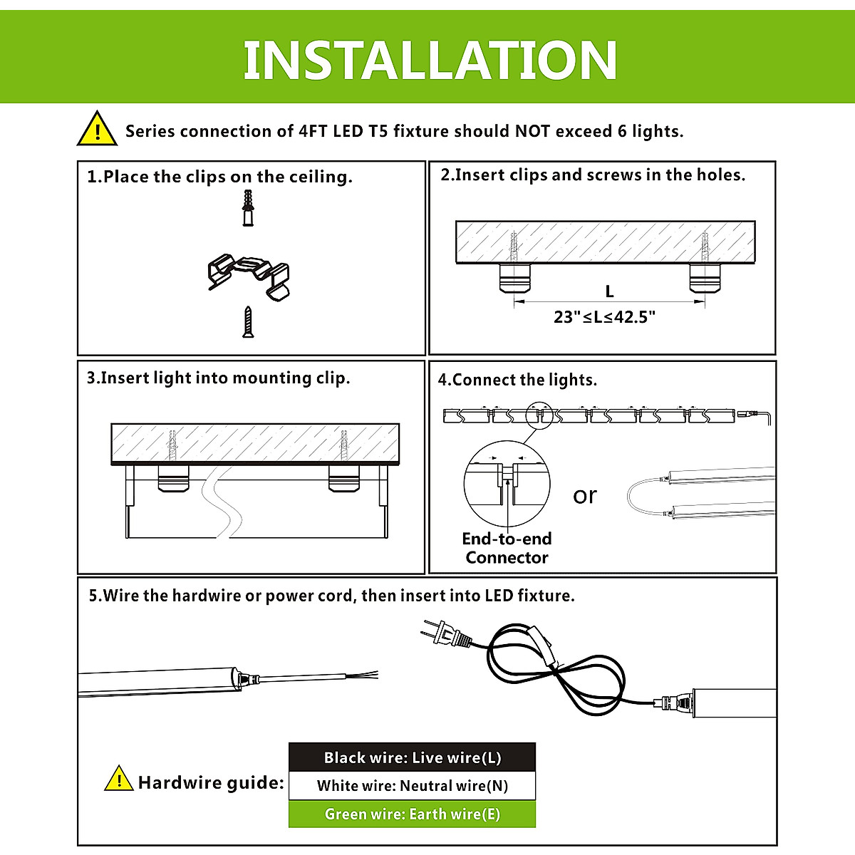 (8 Pack) Upgraded 4FT T5 LED Integrated Fixture, 6500K,20W,2300LM(Super Bright White) Linkable LED Shop Light,Garage Light,Ceiling and Cabinet Light,Strip Light,Corded Electric with ON/Off Switch