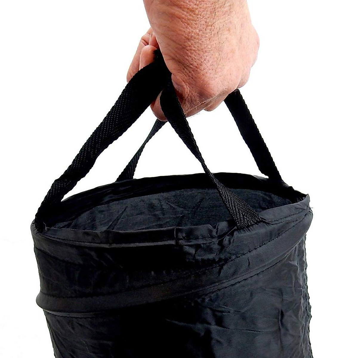 Car Trash Can and Storage Bin - Convenient Pop-Up Design for Egg & Berry Gathering, Laundry, Closet Organization - 7"x10" Size - Easy Cleanup and Compact Storage - Black