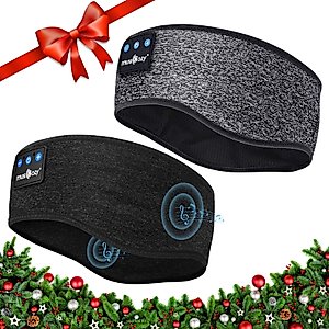 MUSICOZY Sleep Headphones, Bluetooth Headband Unique Gifts for Men Women, Ultra Soft Sleeping Headphones Wireless Music Headband Headphones for Yoga Sports Side Sleep Cool Tech Gadgets Gifts, 2 Packs