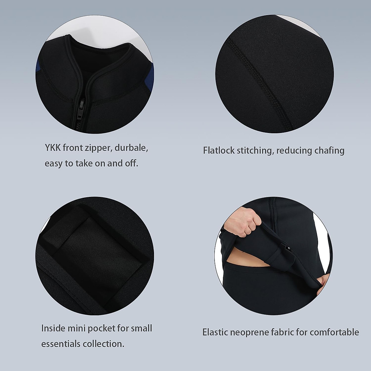 Lemorecn Men’s 3mm Wetsuits Jacket Long Sleeve Neoprene Wetsuits Top(2031blackXL)