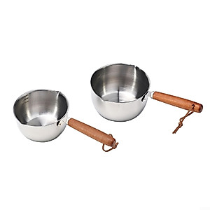FACULX Milk Pot Mini Sauce Pan Cooking Pot Chocolate Melting Pot Stainless Steel Sauce pan with Pour Spout,Stainless Steel Hot Oil Pan Hot Sauce Pot Cooking Butter Melting Pot(500ml)