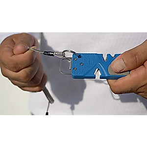 CUDA Diamond Pocket Sharpener #23062 | Compact Portable Sharpener with Integrated Line Cutter, Bottle Opener, & Hook Sharpening Grooves