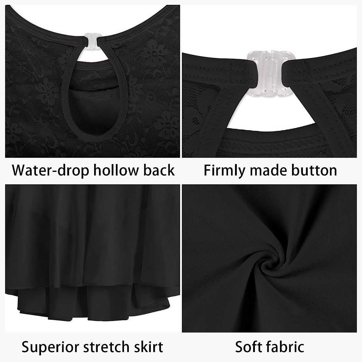 BAKPH Women Dance Ballet Leotard with Skirt,Adult Lace Short Sleeve Ballerina Dancewear(W7027-06-L)