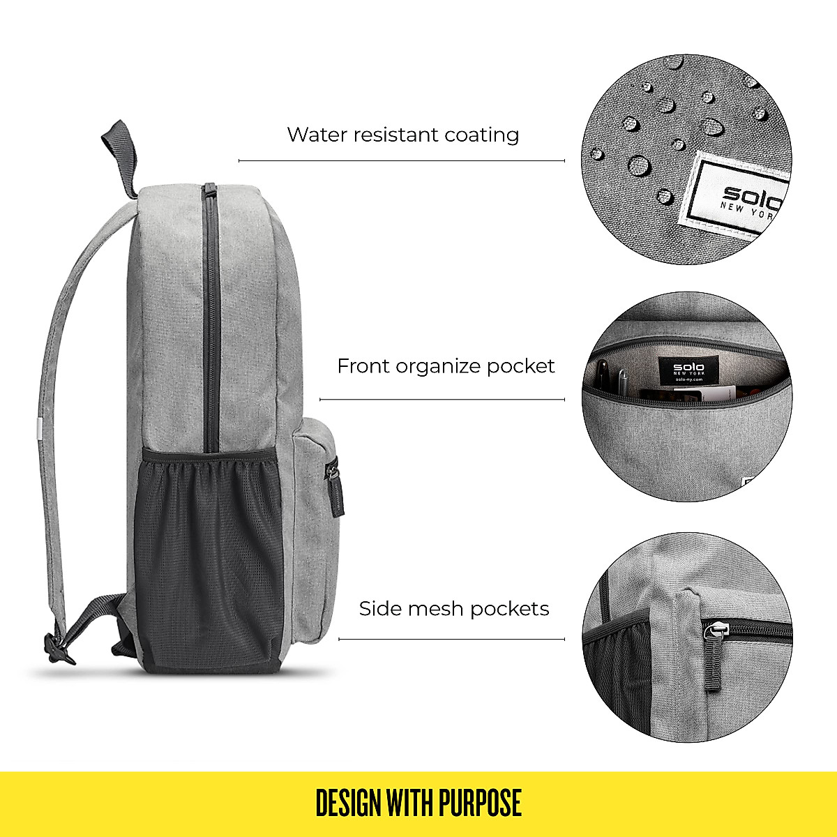 Solo Re:Solve Laptop Backpack, Gray, 15.6"