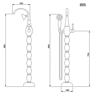 MObyat Kitchen Taps Faucet,Chrome Golden Floor Mounted Bath Refill Bath Floor Faucet,Single Handle Free Standing Bathroom Shower Set,Golden