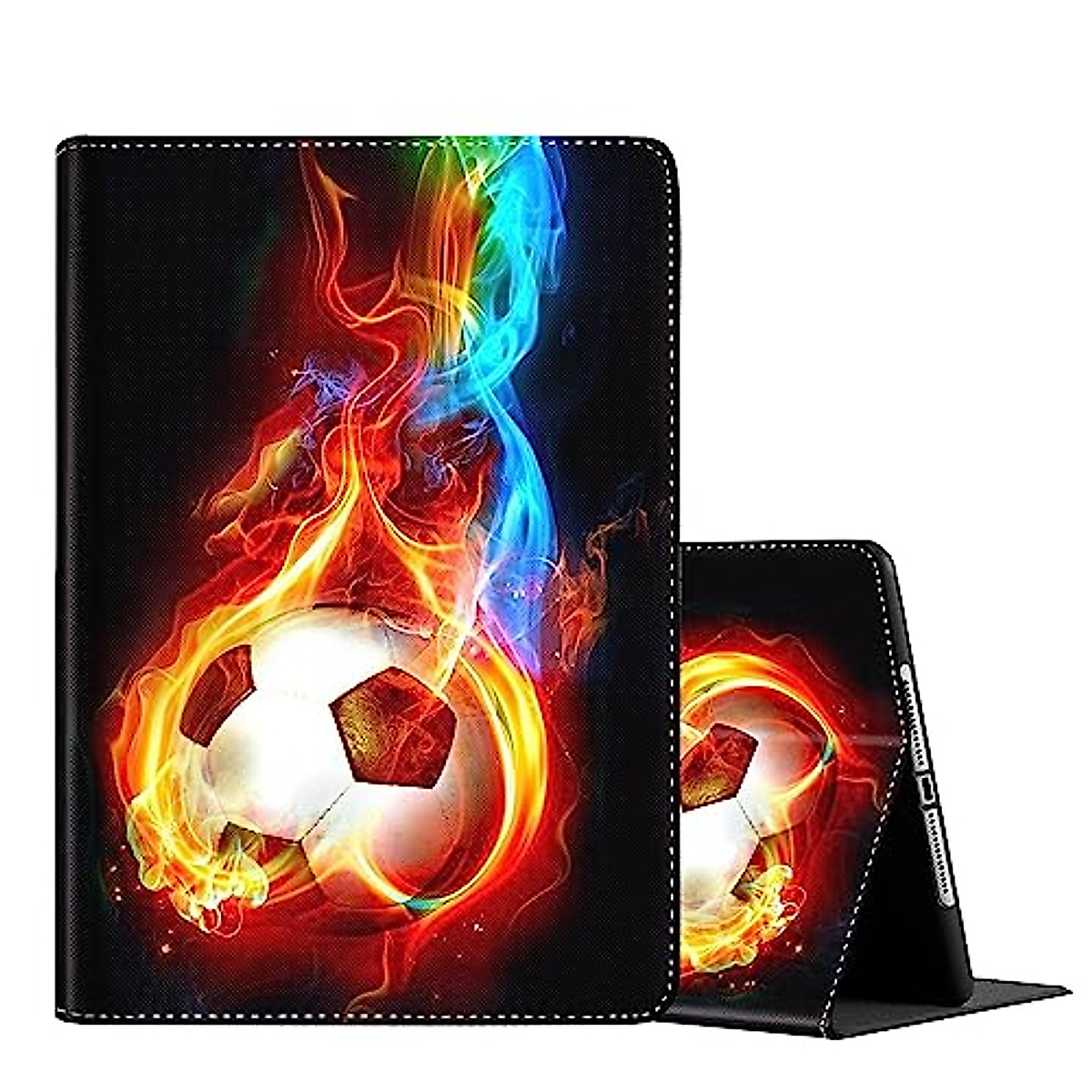 Case for iPad Pro 11 Inch 4th/3rd/2nd/1st Generation 2022/2021/2020/2018, Multi-Angle Smart Stand Cover Auto Sleep/Wake Fit iPad Air 4/5，Color Flame Soccer