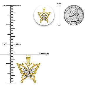 Charm America - Gold Butterfly Charm - 10 Karat Solid Gold - Butterly Pendant Jewelry (Style 1)
