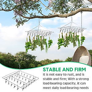 Bokon 4 Pcs Hanging Drying Rack for Herb Macrame Flower Drying Rack with 30 Stainless Clip Herb Dryer Hooks for Drying Herb Air Plants Spices Flowers Hydroponic Plants-Ready to Use with Ceiling Hook