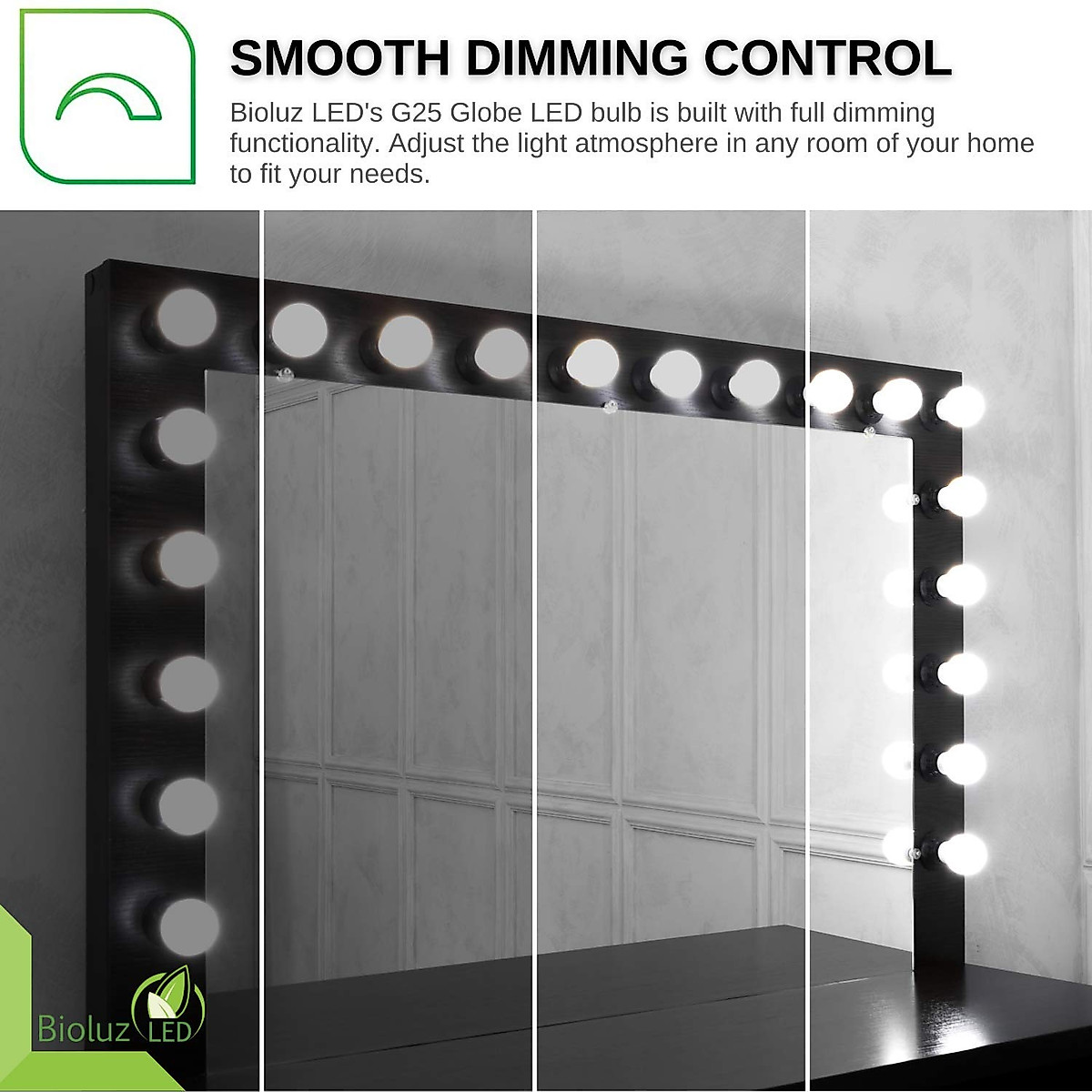 6 Pack Bioluz Dimmable Globe LED G25 Bulbs, 40 Watt Replacement (Uses 6 Watts), Warm White (2700K), 450 Lumens UL Listed - Dimming Light Bulbs for Bathroom, Soft White LED Filament Lights