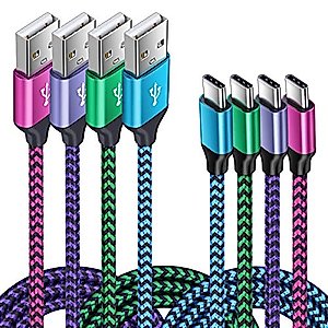 4Pack USB C Fast Phone Charger 3ft 3ft 6ft 6ft Type A to Type C Charging Cable Android Power Cord for Samsung Galaxy S21/S21 Plus/S21 Note 20 Ultra/10 A42 A51 A52 A71 S10 A01 A11 A21 A31 iPad Air 4