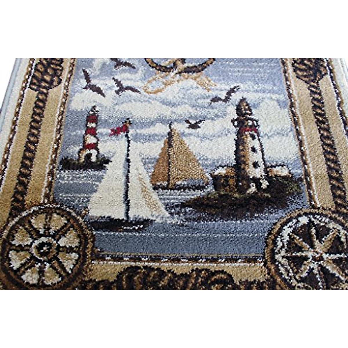 Masada Rugs Nature Area Rug Mat Nautical Scene (2 Feet X 3 Feet 2 Inch) Mat