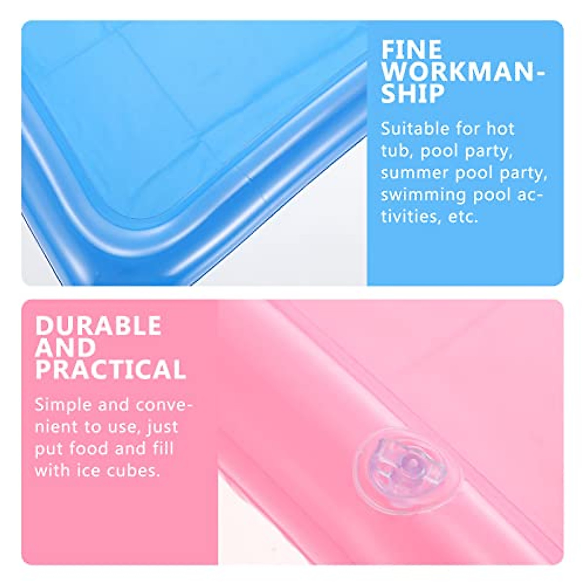 Food Tray 2pcs Luau Inflatable Serving Bars Ice Buffet Salad Serving Trays for Indoor Outdoor Beach Luau Party, Picnic, and Pool Party Party Cooler