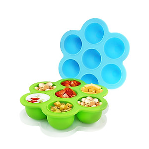 DF DUALFERV 2 Pack Baby Food Freezer Tray,7 Portions Silicone Baby Food Freezer Tray with Lid, Perfect Baby Food Containers for Homemade Baby Food, Vegetable & Fruit Purees, and Breast Milk