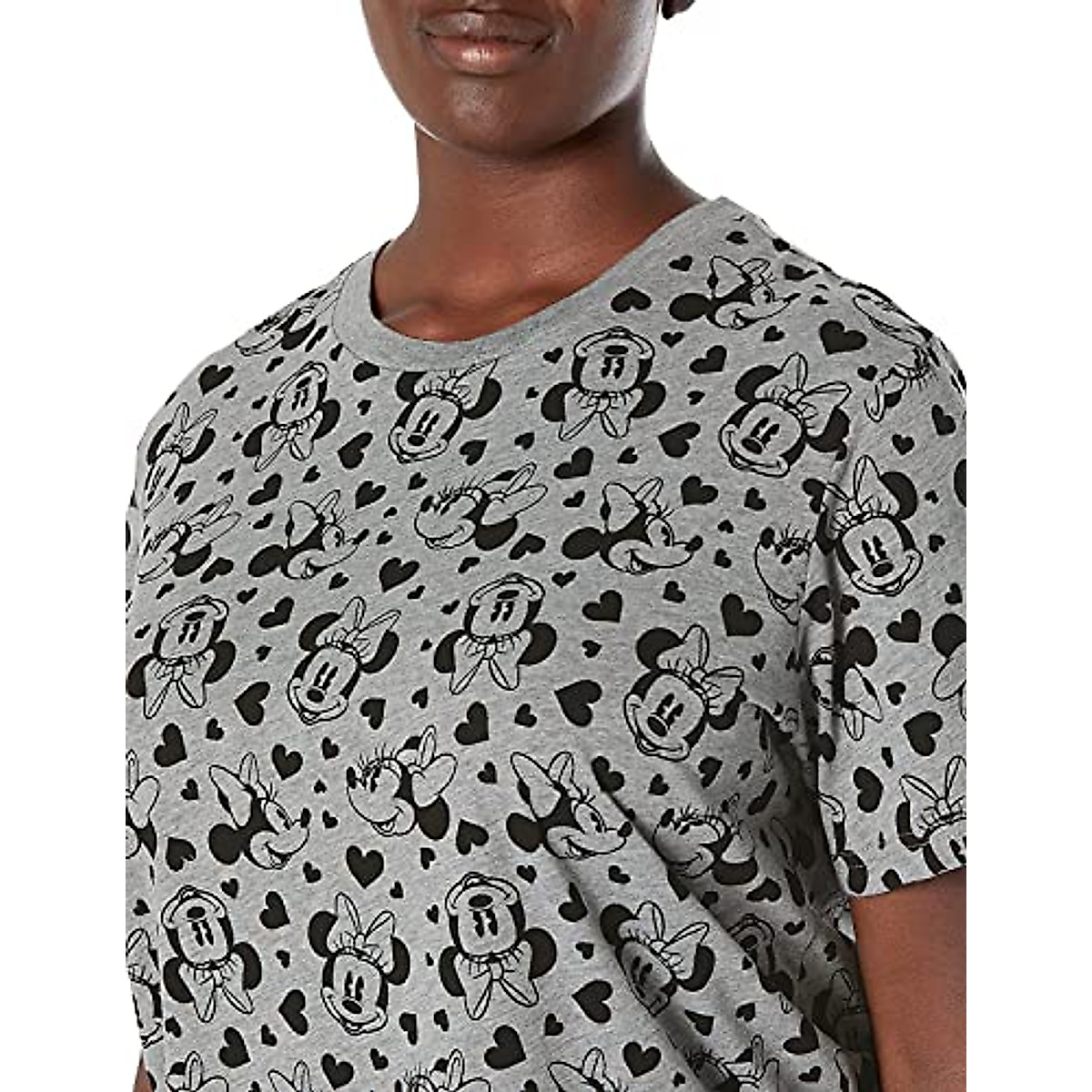 Disney Womens Plus Size T-Shirt Minnie Mouse All Over Print (Heather Grey, 3X)