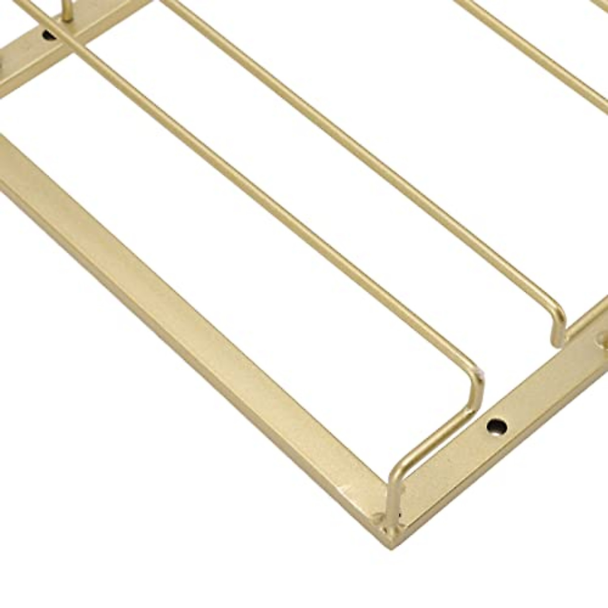 FECAMOS Wine Glass Rack, Upside Down Wine Rack Easy to Install Under Cabinet 3 Rows with Screws for Restaur for Bars(Gold)
