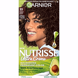 Garnier Hair Color Nutrisse Nourishing Creme, 33 Darkest Golden Brown (Caramel Fudge) Permanent Hair Dye, 1 Count (Packaging May Vary)