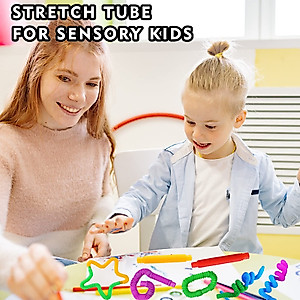 TIBDALA Mini Pop Tubes Fidget Toy, 12 Pack Sensory Stretch Tubes Stress Relief Toys for Kids Funny Christmas Stocking Stuffers Party Favors Novelty Gifts for Boys Girls