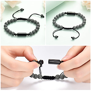 shajwo Cylinder Urn Bracelet for Ashes for Women Men Cremation Jewelry Memorial Keepsake Adjustable Lava Bracelet,Gray