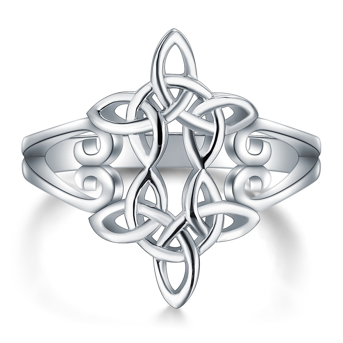 925 Sterling Silver Ring Boruo Celtic Knot Heart Cross High Polish Tarnish Resistant Eternity Wedding Band Stackable Ring Size 8