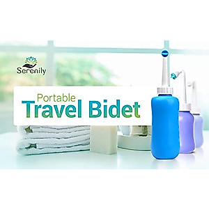 Serenily Mini Handheld Portable Travel Bidet (300/600 ml) - Easy to Use, Long Angled Nozzle for Personal Hygiene & Sanitary Care Toilet Shower Bathroom Use
