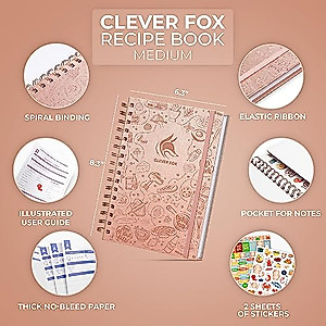 Clever Fox Recipe Book Spiral – Make Your Own Family Cookbook – Blank Recipe Notebook Organizer – Empty Cooking Journal to Write In Recipes – Medium Size, 6.3”x8.3”, Hardcover (Rose Gold)