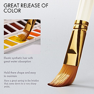 ARTIFY 15 Pieces Paint Brush Set, Intermediate Series, Includes Pop-Up Carrying Case with Palette Knife and 2 Sponges, for Acrylic, Oil, Watercolor and Gouache Painting - Pearl White