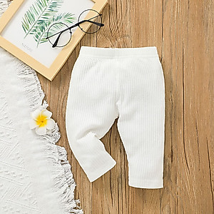 Lala Bear Infant Baby Girl 3 Pack Solid Pants and Casual Leggings Pink & White & Grey 0-3 Months