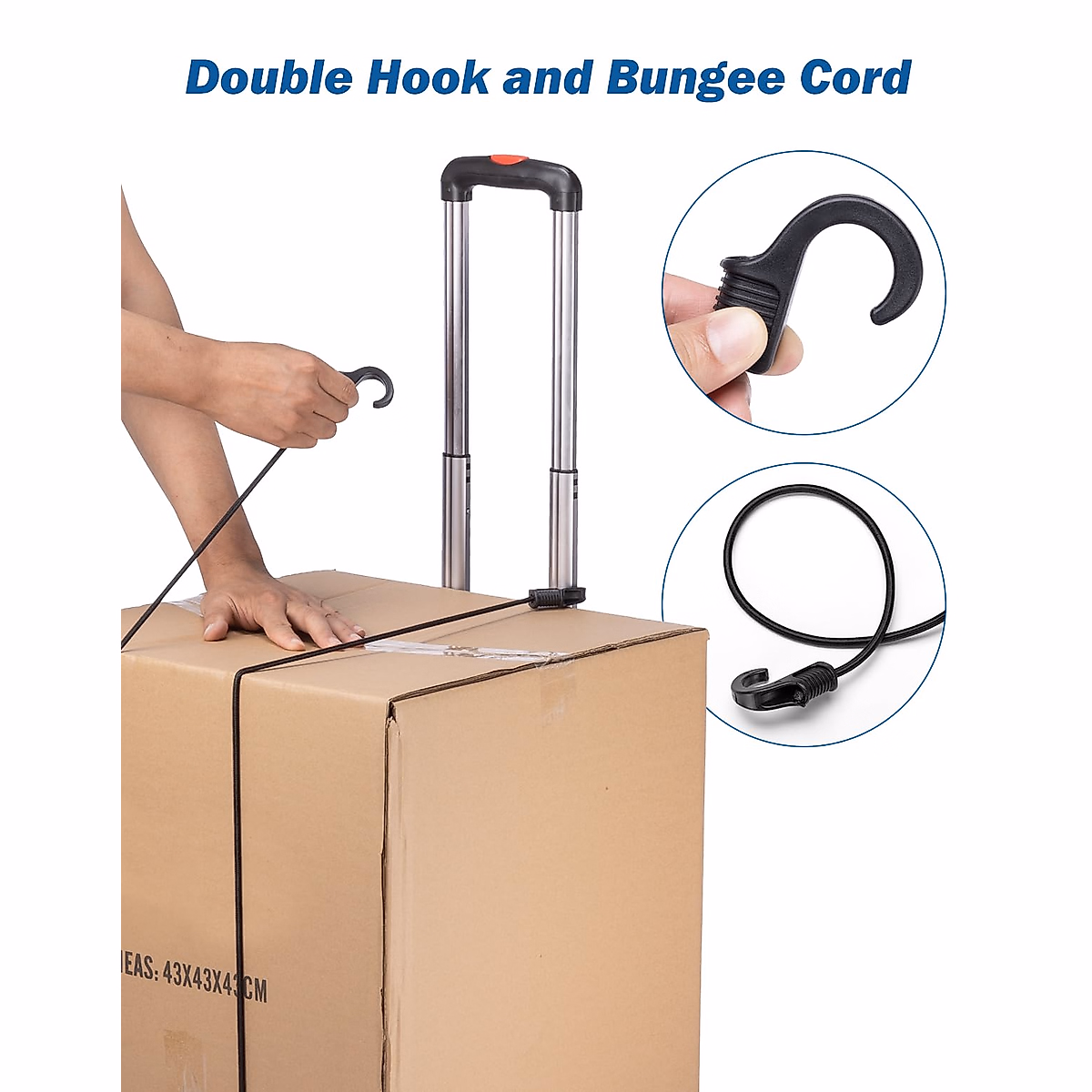 JOYTUTUS Folding Hand Truck, Lightweight Dolly Cart, Aluminum Tube Frame Adjustable Handle Luggage Cart with 2 Large Rear Wheels, 2 Lashing Straps for Moving