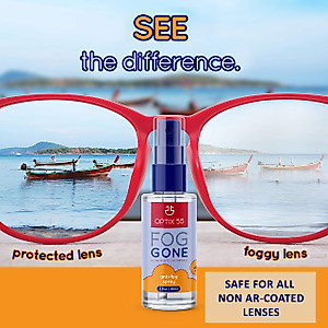 Optix 55 Anti-Fog Spray for Non-Reflective Lenses | Prevents Fogging of Glass or Plastic Windows, Mirrors, Eyewear Lenses, Glasses, Swim Goggles, Ski Masks | Streak Free, Long Lasting Solution (8.00)