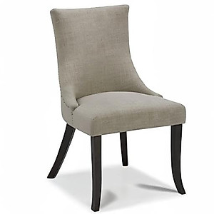 CHITA Farmhouse High Back Dining Chairs, Fabric Modern Upholstered Chairs, Dining Room Chairs Set of 2, Flax Beige