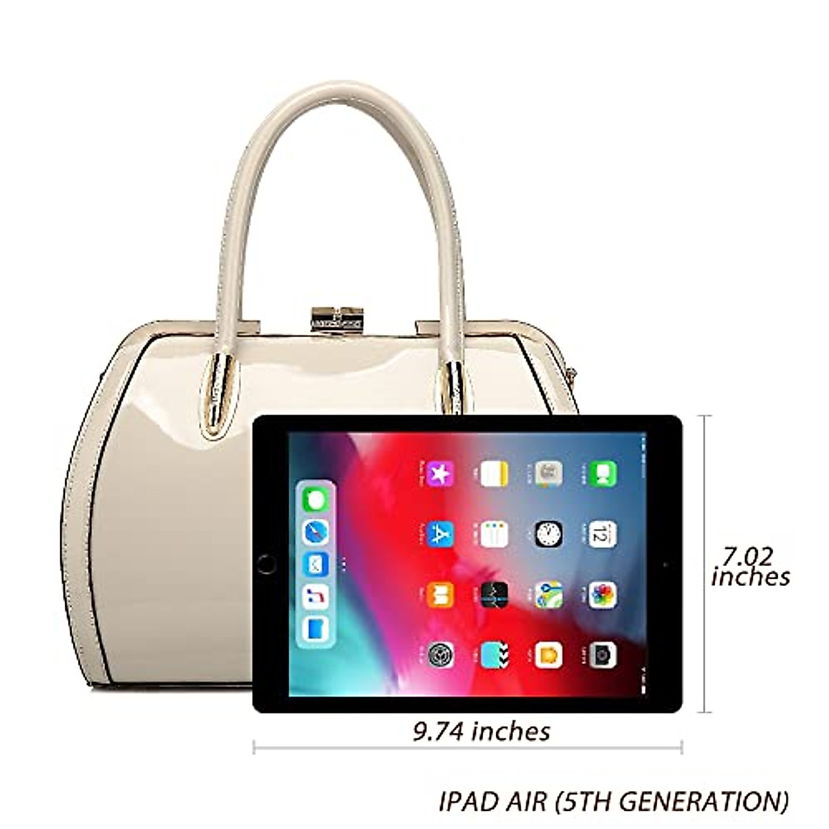 Style Strategy bone purses patent leather handbags for women Top Handle with kiss lock Satchel Shoulder big bags crossbody for women