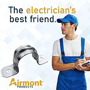 (Pack of 50) AP-10451, 3/4 Inch Two Hole Snap On Pipe Strap for EMT Conduit Installation, Reinforced Rib for Extra Strength, Galvanized Zinc Plated Metal, Tension Clamp for Easy Snap-On