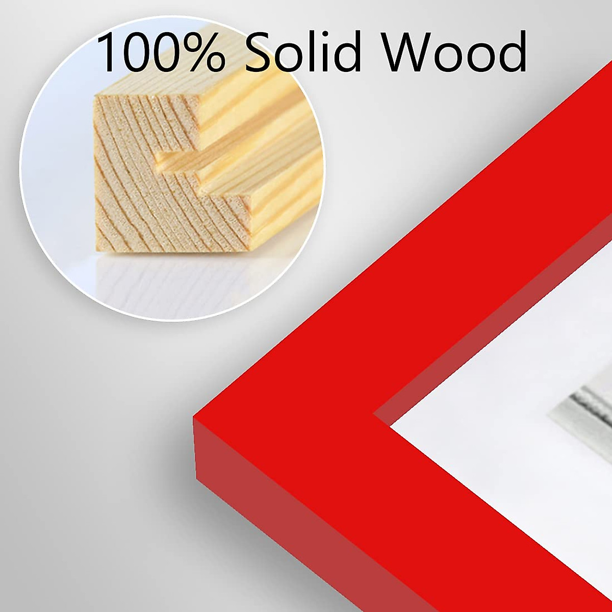 BOJIN 11x14 Picture Frames Red, Solid Wood Display Picture A4 with Mat or 11x14 Without Mat, Wall Hanging Decoration Photo Frame