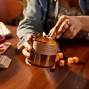 P.F. Candle Co. Teakwood & Tobacco Classic Large Concentrated Scented Soy Wax Candle (12.5 oz) 60-70 Hour Burn Time, Cotton Wick, Amber Glass Jar