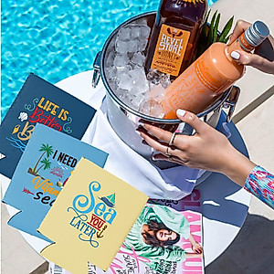 Pop Nordic Cruise Beer Can Cooler - Funny Boating Gifts, 12 Packs Neoprene Can Sleeves for Beer, Perfect Can Cooler Sleeves for Nautical Themed Party, Summer Party Favor