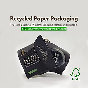 BEAUT'E SEOUL Cowash Cleansing Conditioner Bar Soap - Tea Tree Conditioner Hair Mask with Activated Charcoal Scalp Treatment Dandruff Care, Solid Coconut Cowash Hair Moisturizer