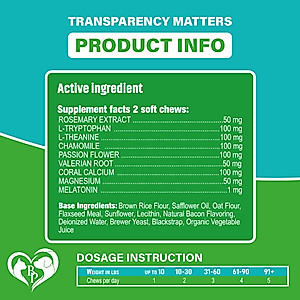 Hemp Calming Chews for Dogs & Puppy-Pet Separation Anxiety Relief Treats & Calm Aggressive Behavior - Melatonin Anti Stress Treatment Help with Thunder, Sleep Aid - Made in USA (Bacon (For Dogs))