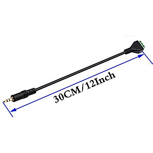 zdyCGTime 3.5mm Screw Terminal Block Cable 3.5mm (1/8inch) Stereo Audio Male to 3 Pin/Way Female Bolt Screw AV Headphone Type Adapter Cable（30CM/2Packs)(3Pole/M)