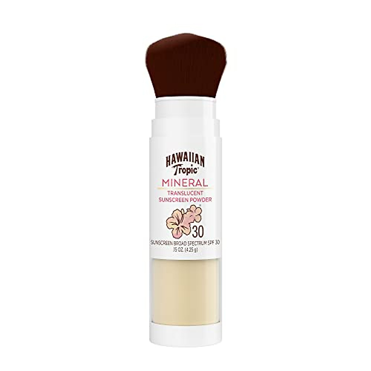 Hawaiian Tropic Mineral Powder Sunscreen Brush, SPF 30 | SPF Powder Sunscreen for Face, Brush On Sunscreen Powder for Face, Translucent Powder Sunscreen, SPF 30