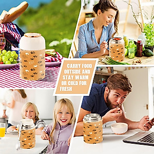 CUPADA Animal Paws Summer Food Jar for Hot and Cold, Footprint Yellow Insulated Food Jars Vacuum 17OZ with Folding Spoon for Work Trip Picnic Camping